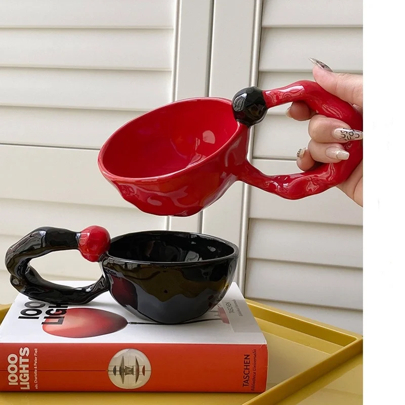 10oz Large Ear Coffee Cup Nordic Original Design Hand Pinch Round Ball ...