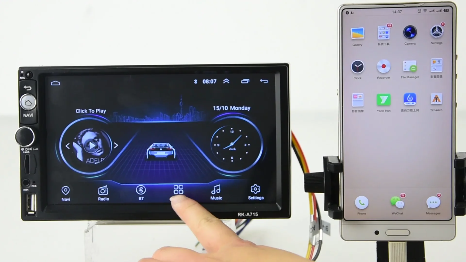 Podofo Android 7" Car Radio Autoradio Gps Wifi Bt With Steering Wheel ...