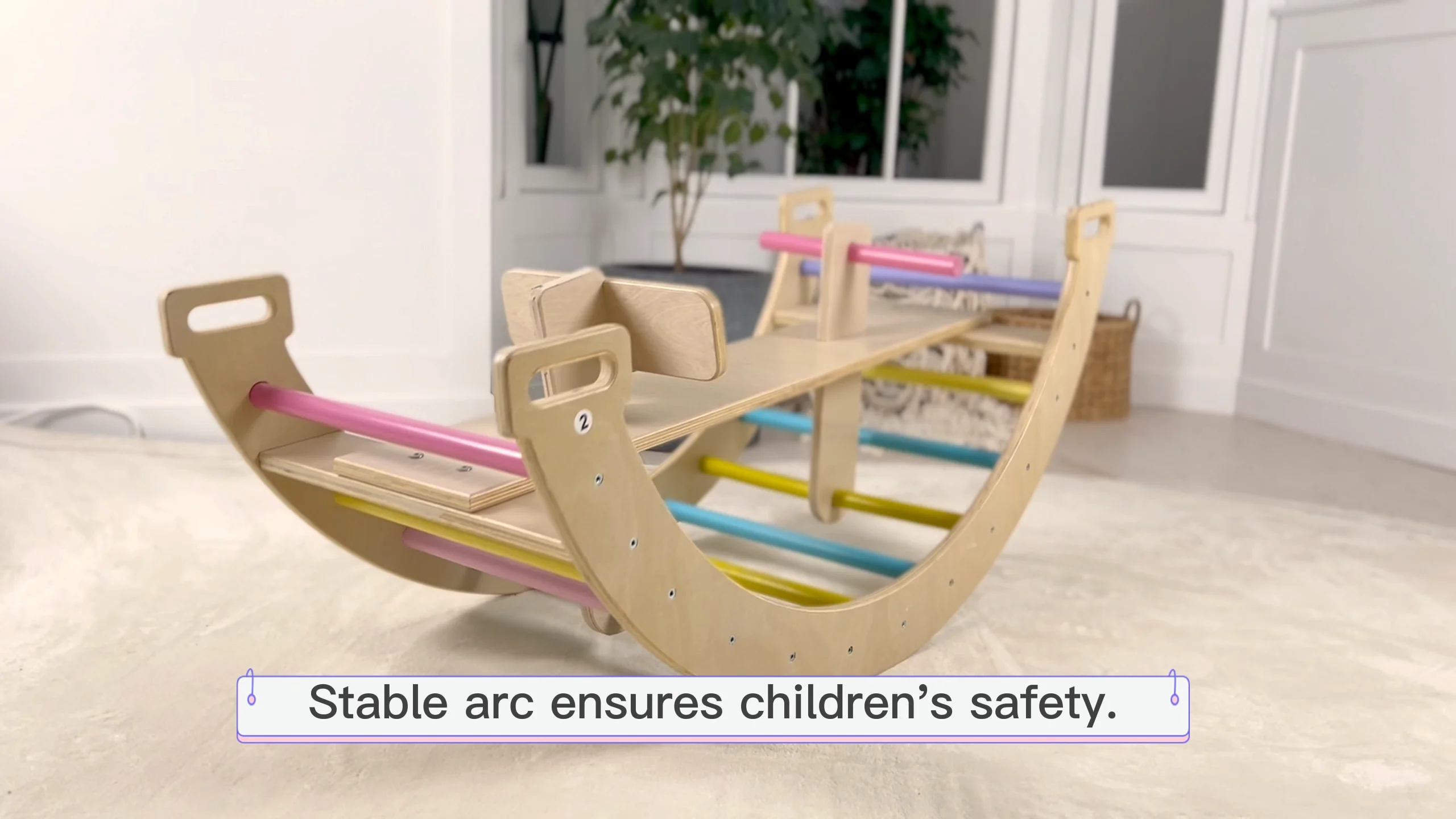 Kids Montessori Rocking Chair Board Multifunctional Wooden Climbing ...