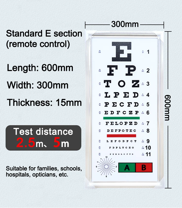 Oem Odm Led Acrylic 30*60cm Distance Astigmatism And Color Blindness ...
