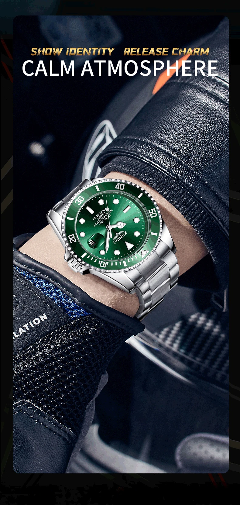 ZUNPAI Men's Waterproof Sports Watch - Stainless Steel Analog Diving ...