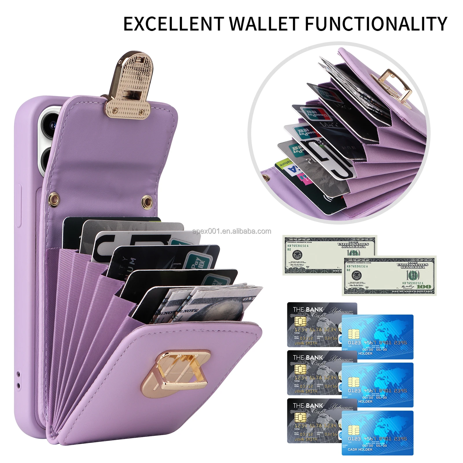 Popular Crossbody Phone Case And Wallet Leather For Iphone 15 Pro Cell ...