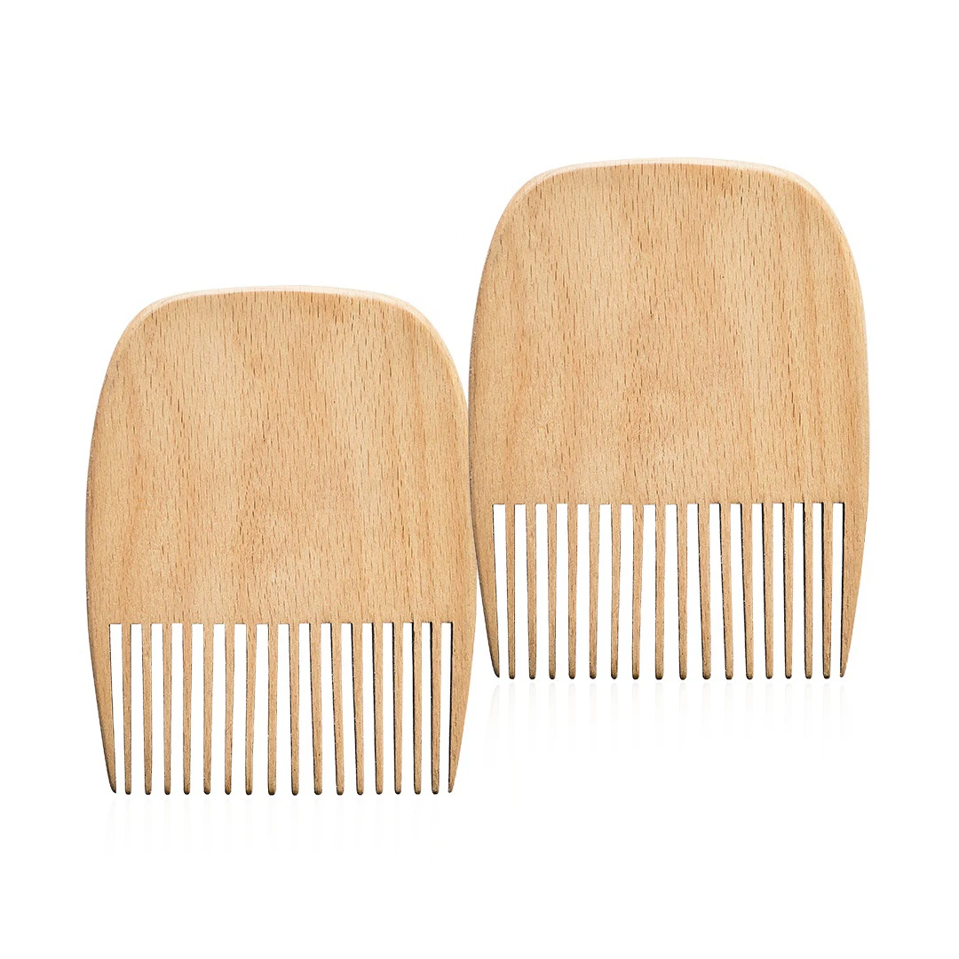 Handmade Natural Wood Wide Tooth Afro Pick Hair Comb Beard Pick Comb ...