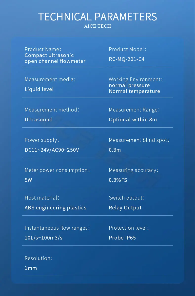 Aice Tech Parshall Trough Triangular Weir Flow Meter