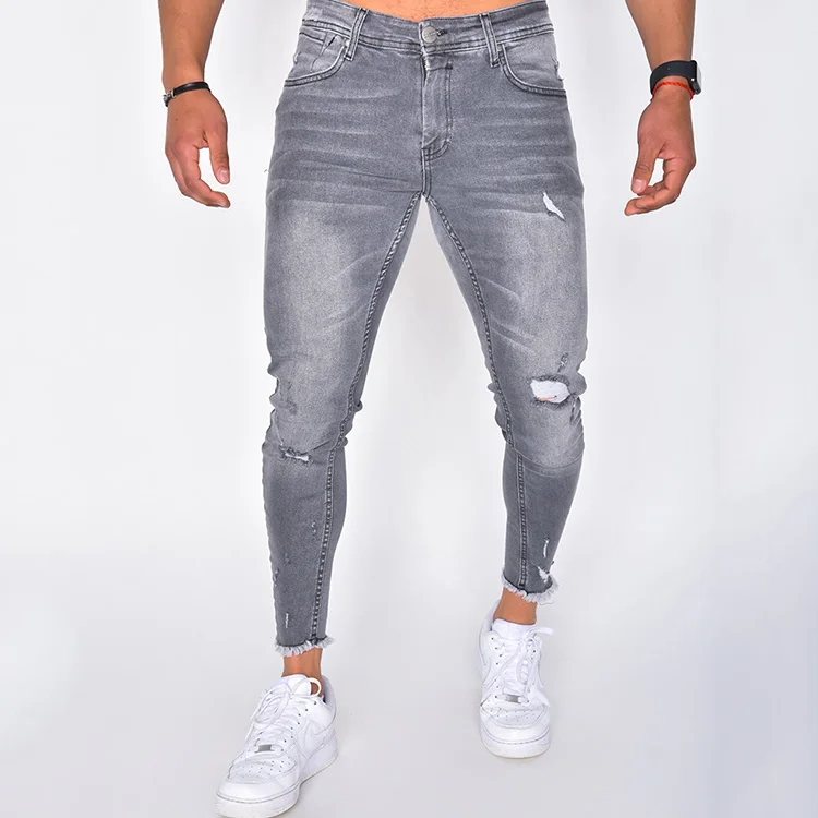 Shop Our New Men's Denim Pants - Light Grey Ripped Jeans
