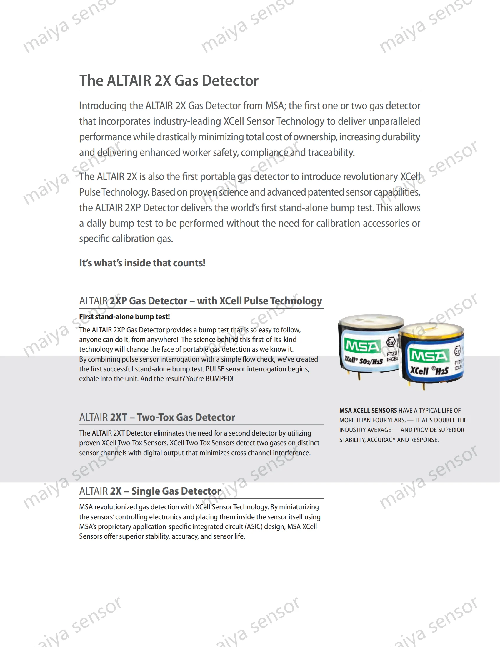 MSA H2S Gas Detector - Reliable MSA ALTAIR 2X for H2S, CO, HCN, NH3