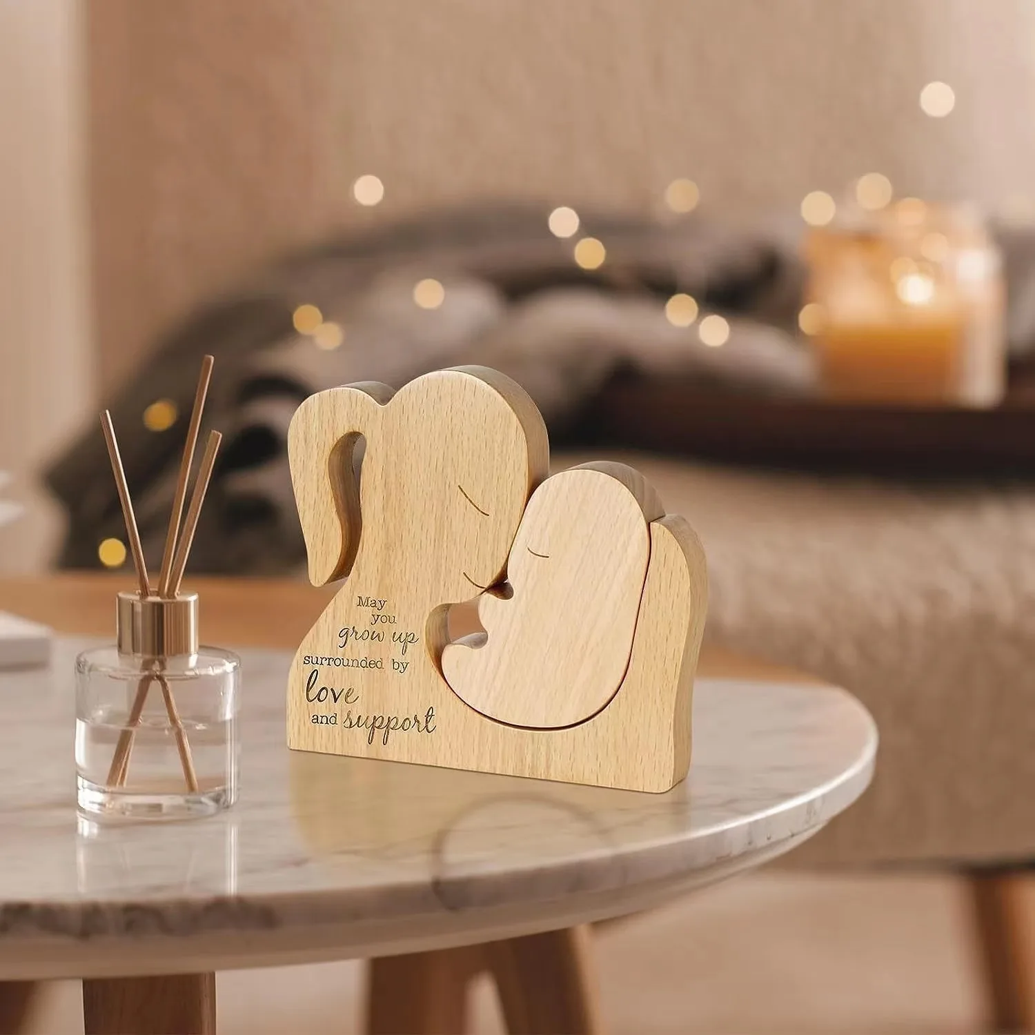 Wooden Decoration Holiday Mother Baby Mother's Day Statue Mother and ...