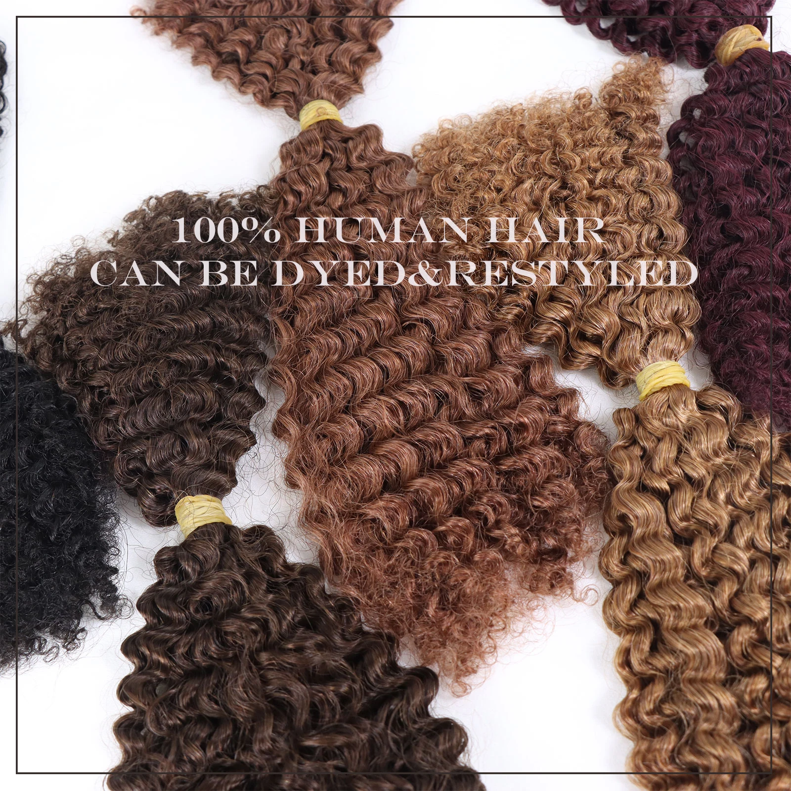 Double Drawn Brazilian Remy Bulk Hair Crochet Braids Kinky Curly Locks ...