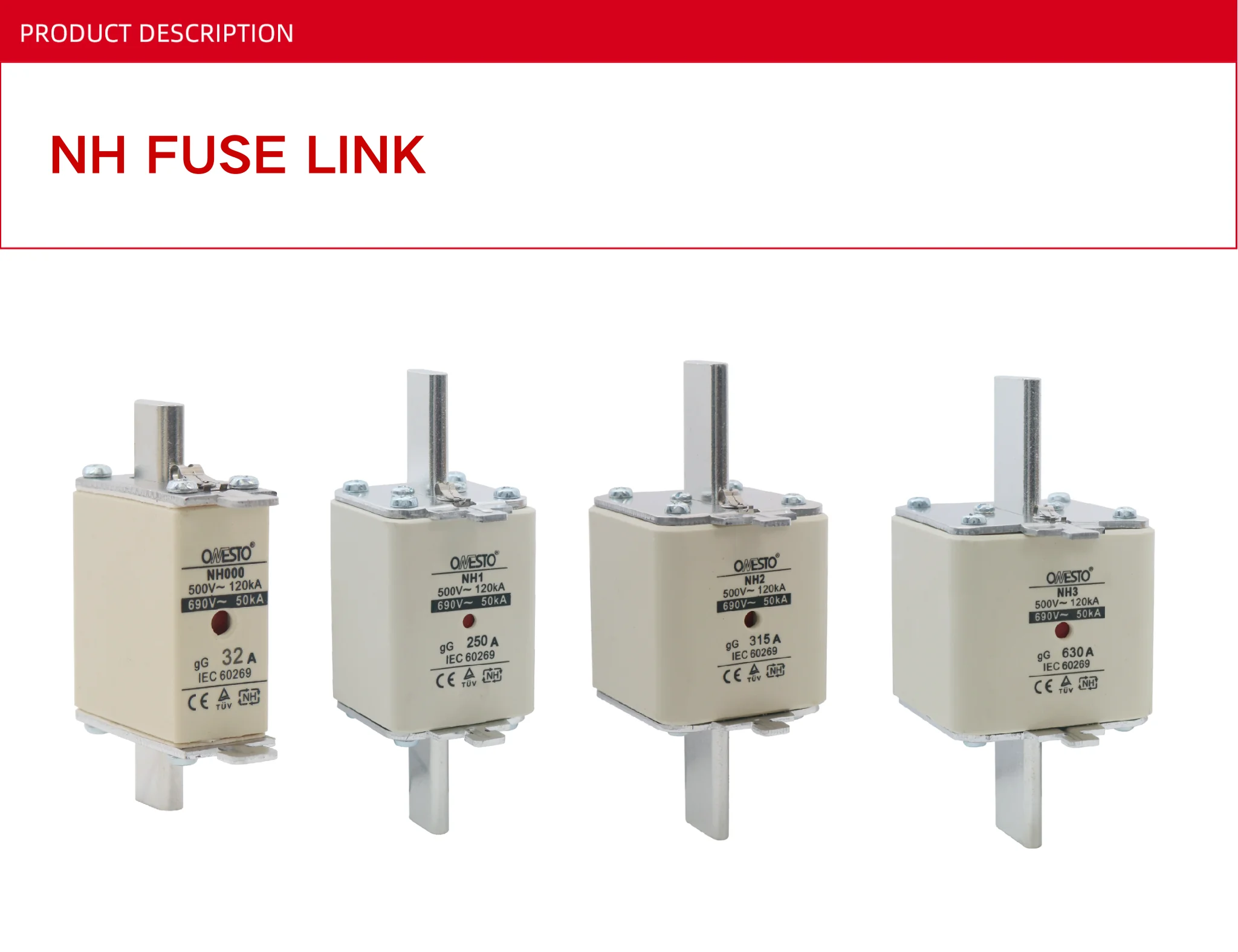 Onesto NH Fuse Link NH2 315A gG Type With Front Indicator H Type Fuse ...