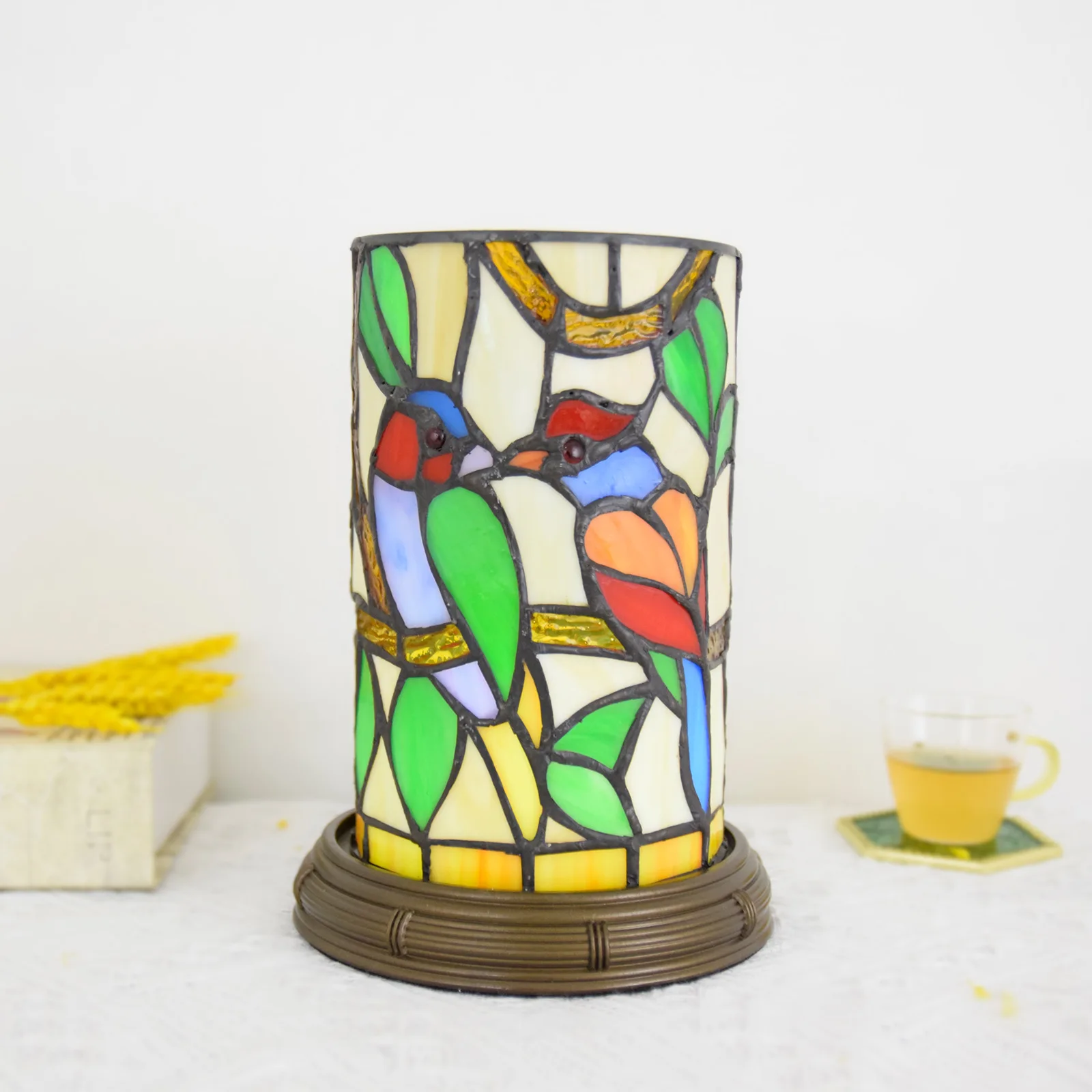 Creative Tiffany Chinese Handmade Colored Glass Table Lamp Led Three ...