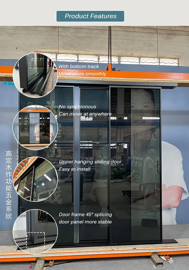 Hdsafe Bottom Track Sliding Door Aluminum Frame Glass Interior Door ...