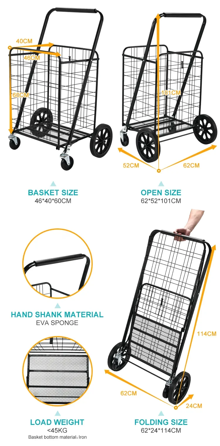Wholesale Portable Folding Shopping Cart Trolley - Antirust Steel ...