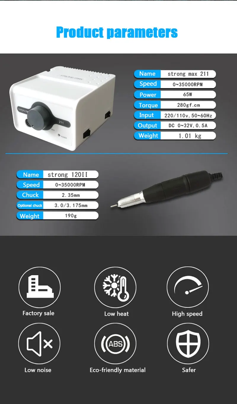 Korea Saeshin Strong 211 Micromotor 35000rpm Electric Nail Drill ...