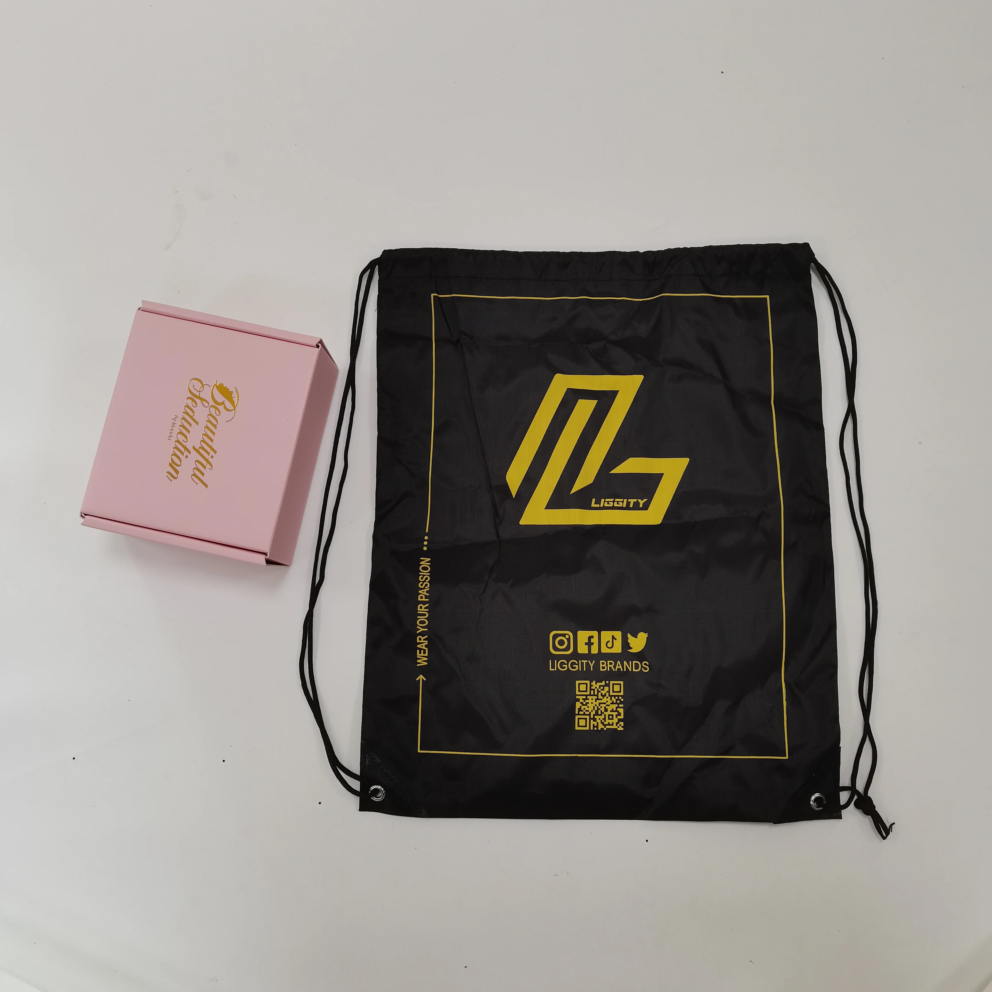 Drawstring Bags Reflective Sports Gym Backpack Pull String Backpacks ...