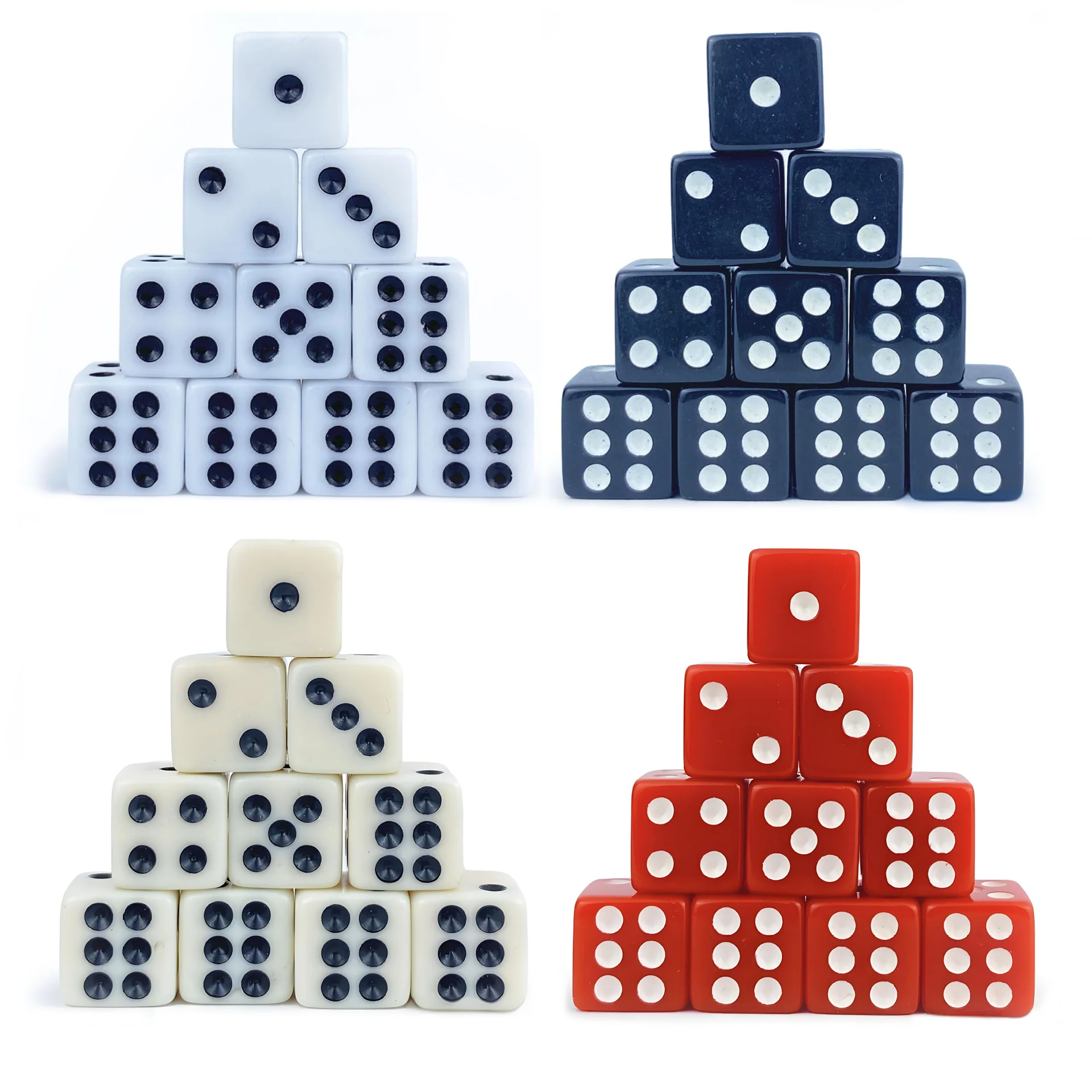6 Sided 12mm Black Rpg Game Bulk Dice With Black Pips Dots for Board ...
