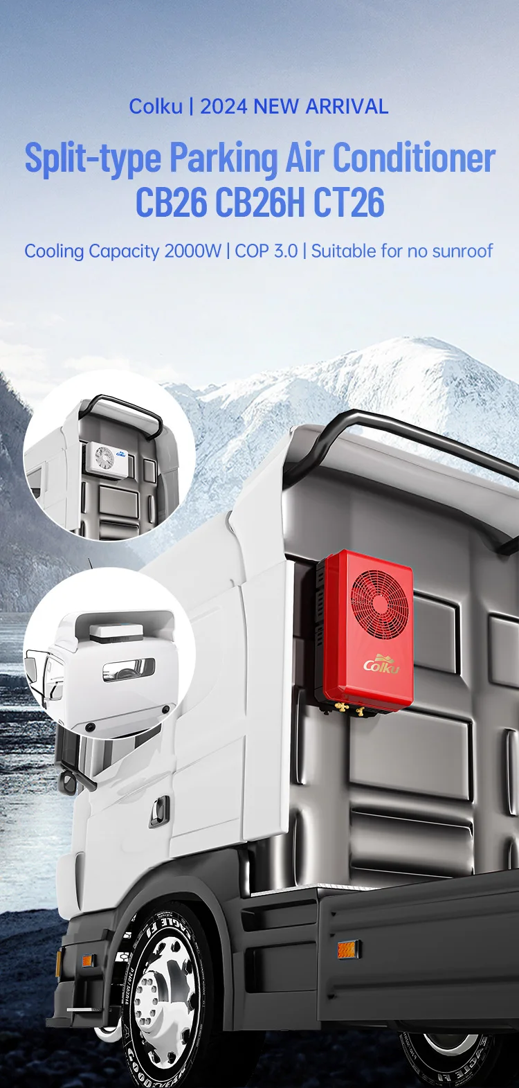 Parking Air Conditioner - 2000W Top-Mounted AC for Trucks