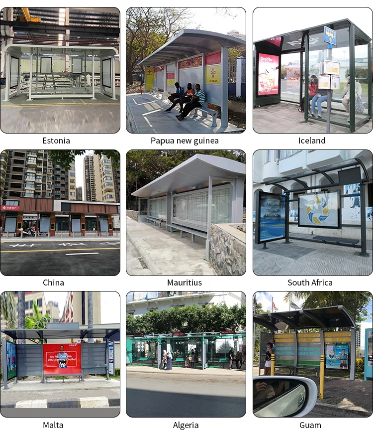 Prefabricated Luxury Modern Bus Shelter Design Smart Bus Stop Shelters ...