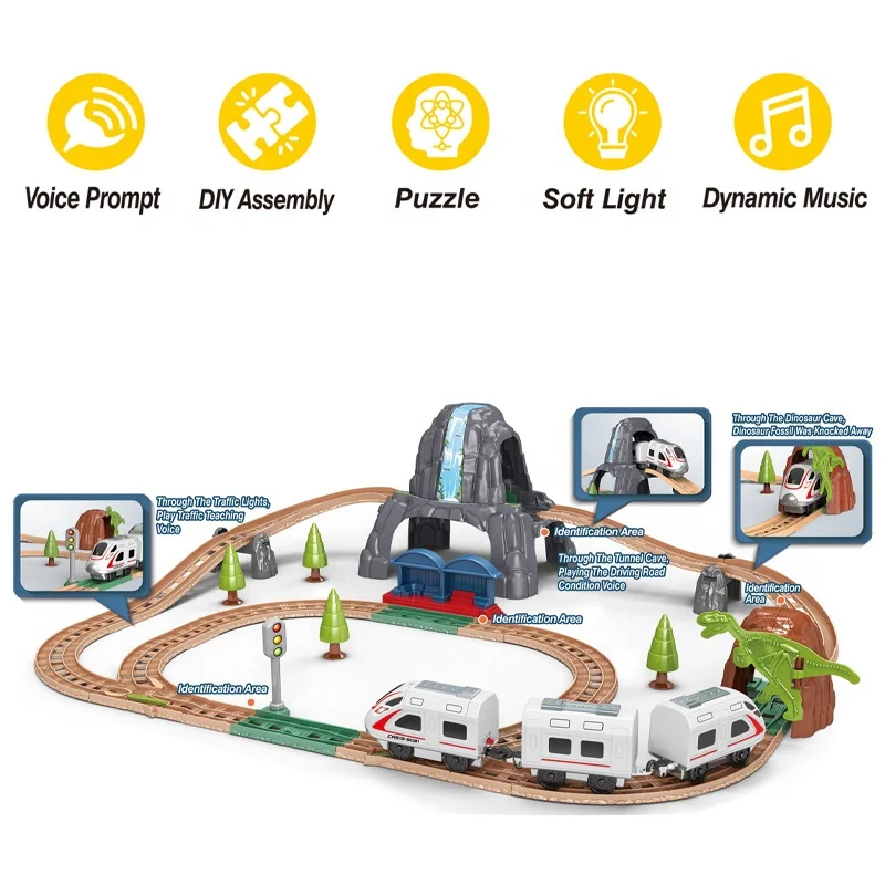 202CM Electric Rail Railway Toy With Light Sound Diy Stem Train Toy ...