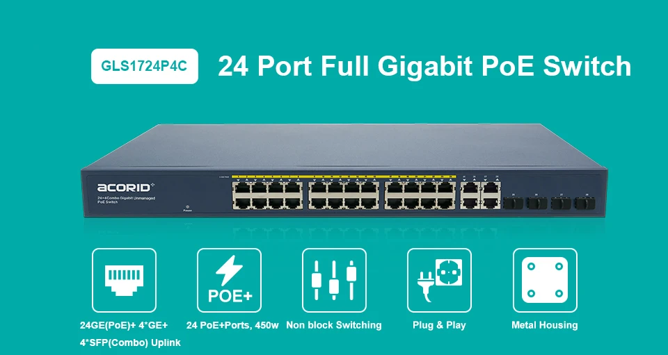 32 Port Poe Switch - Full Gigabit, 450watt Power Budget
