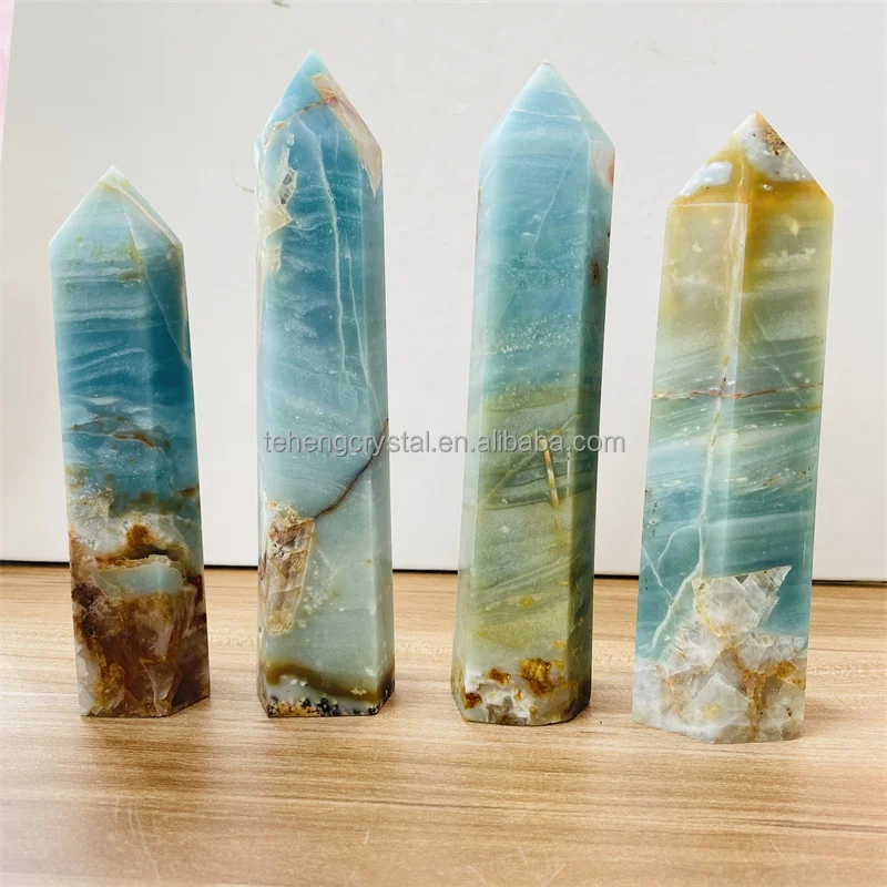 Wholesale Natural Blue Caribbean Calcite Wand Point Sky Blue Crystal ...