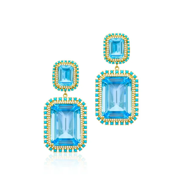 Luxury 18K Gold Plated Blue Topaz Turquoise Cubic Zircon Cheap Brass ...