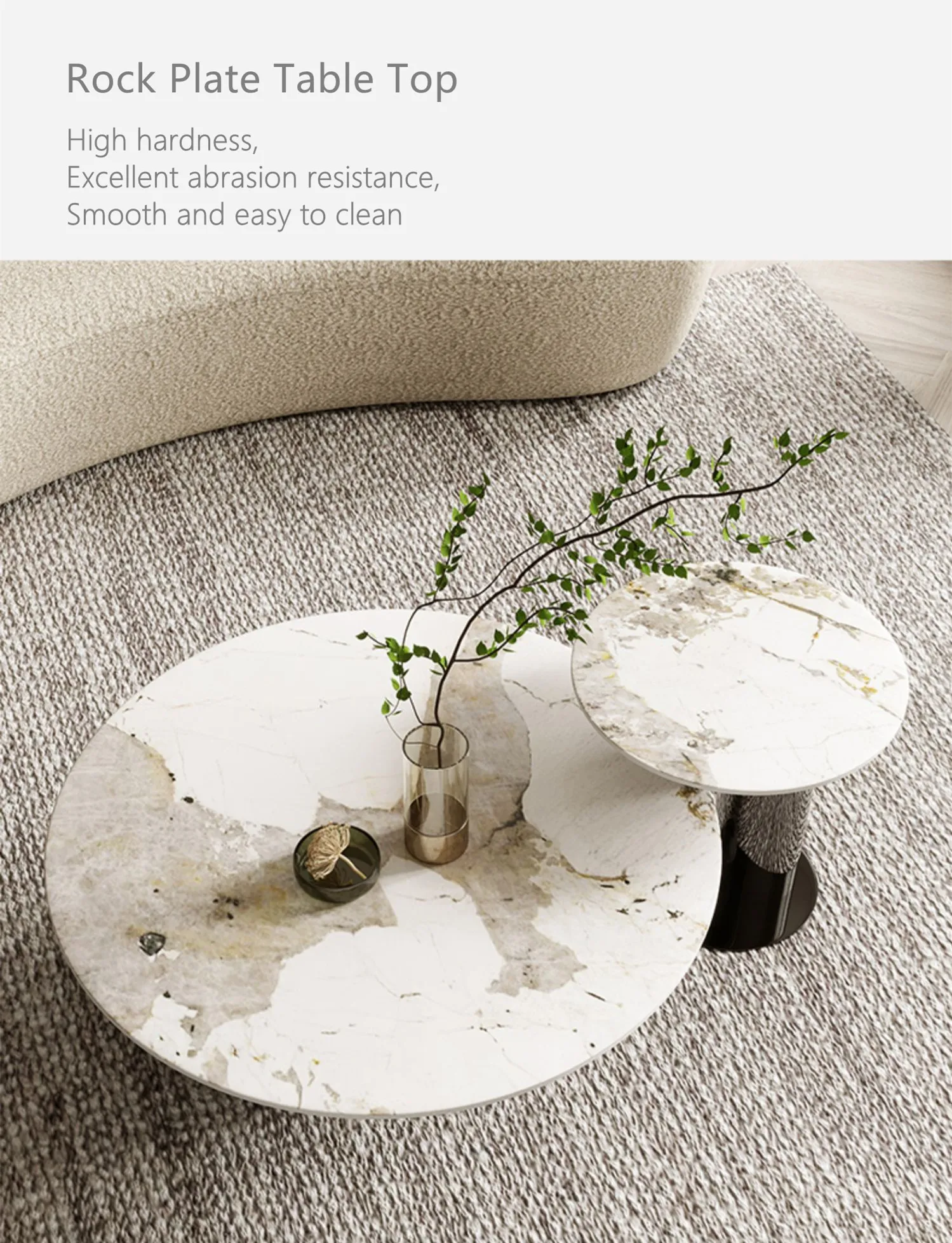 Contemporary Living Room Coffee Table Set Modern Design Metal Gold Base ...