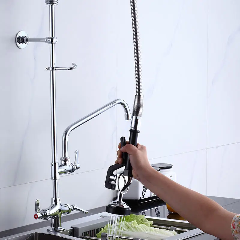 Commercial Spring Faucet Pre-rinse Spray Wall Mount Hot And Cold Mixer ...
