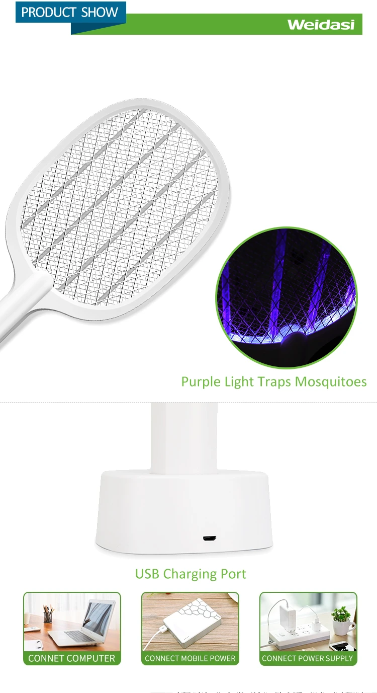 Electric Pest Killer Rechargeable Battery Fly Swatter Mosquito Zapper ...