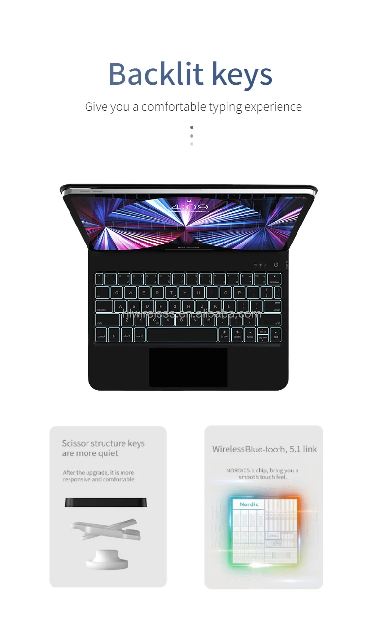Magic Keyboard with 360 Degree Rotating Case for Ipad Pro