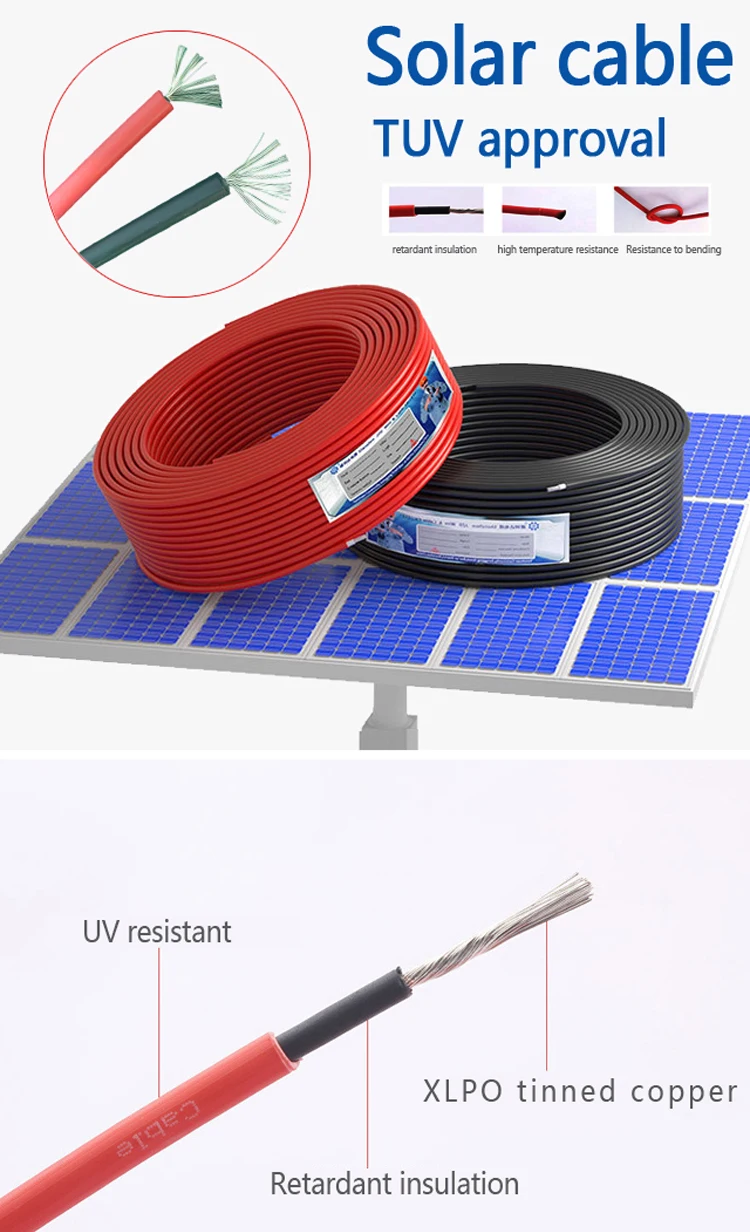 Solar Cable 2.5mm 4mm 6mm 10mm Xlpo Tinned Copper Dc Solar Pv Cable Pv1 ...