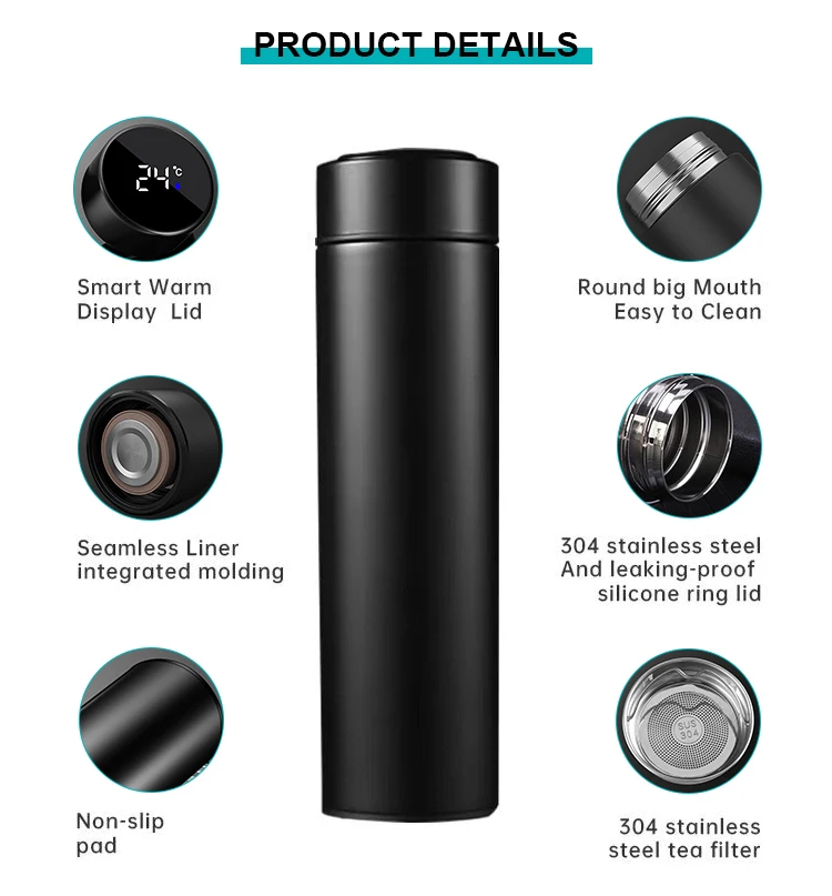 Custom Logo Vacuum Flask Stainless Steel Smart Drinkware