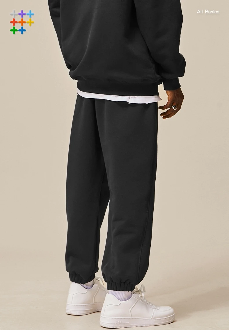 Custom Logo Drawstring Fleece Cotton Track 400gsm Men Sweatpants ...