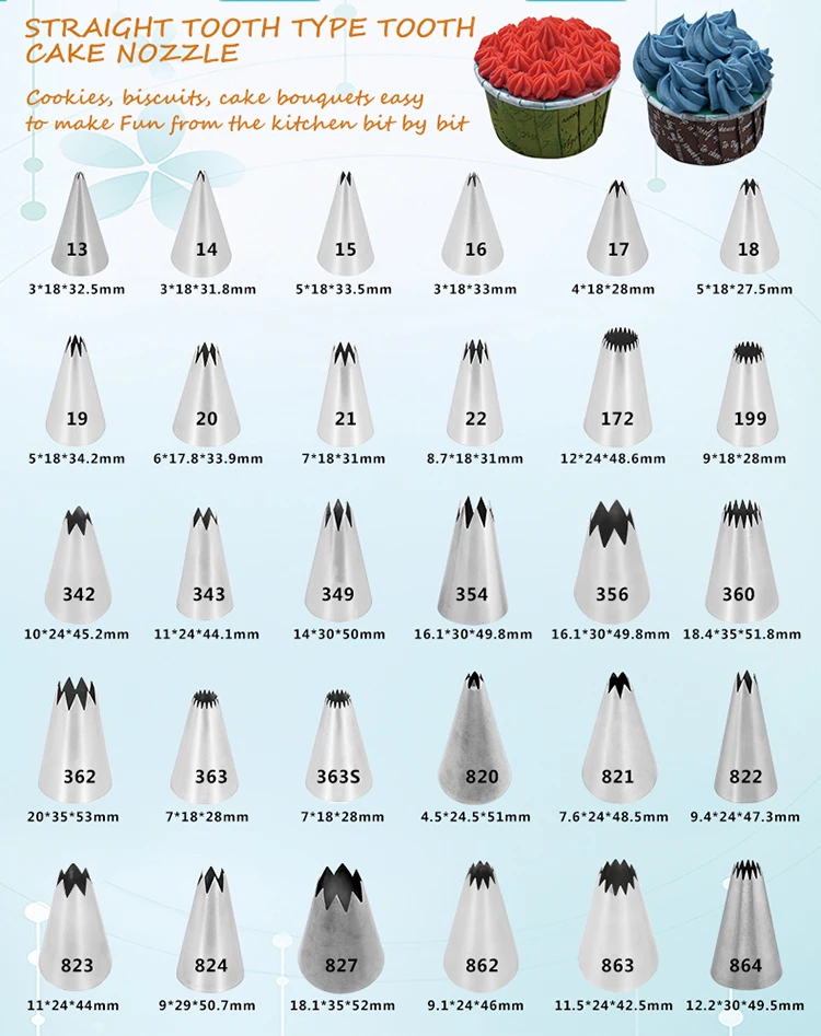 8b Piping Tip Cake Decorating Nozzles Flower Open Star Tips Stainless ...