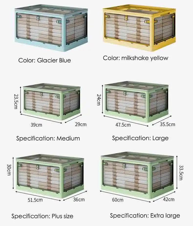 Rmier 143l Blue Plastic Storage Box Stackable Foldable Household ...