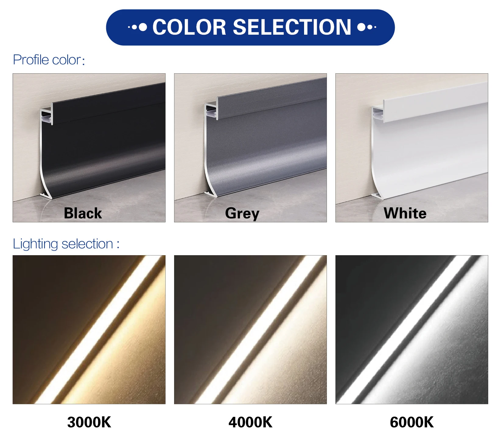 Shadow Gap Baseboard Skirting Profile Strip - 50mm Skirting Aluminum ...