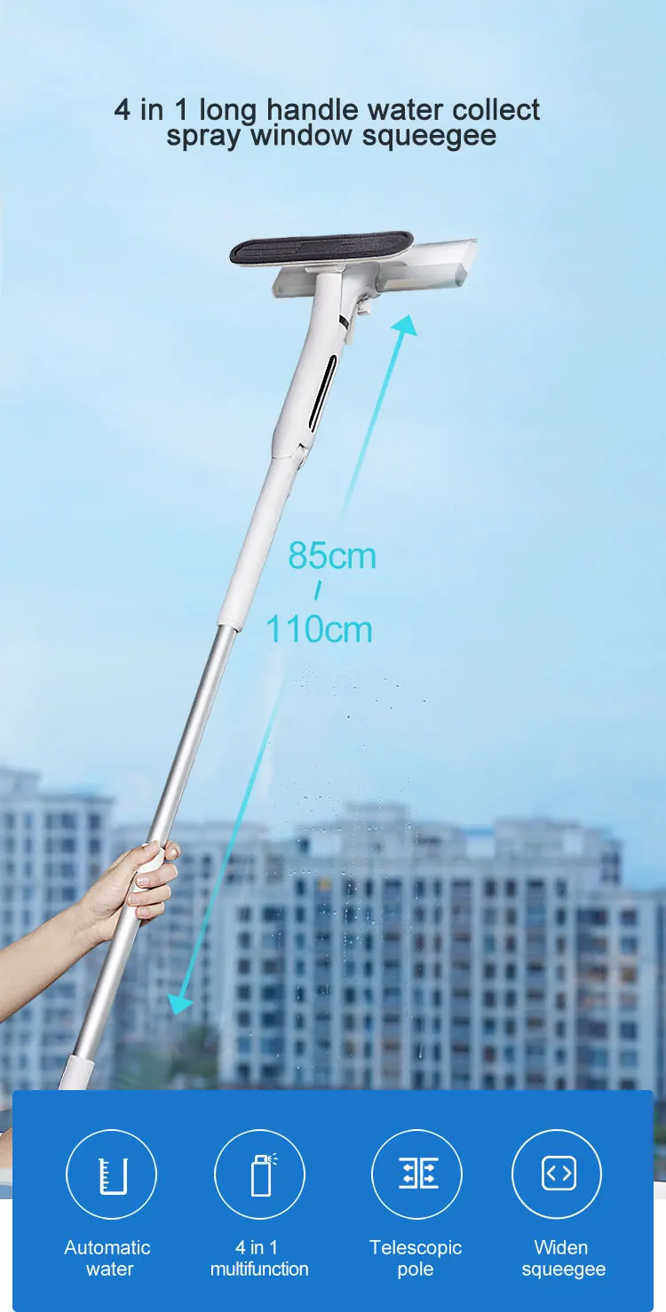 BOOMJOY 4 in 1 Window Squeegee with Dirty Water Collect Feature ...