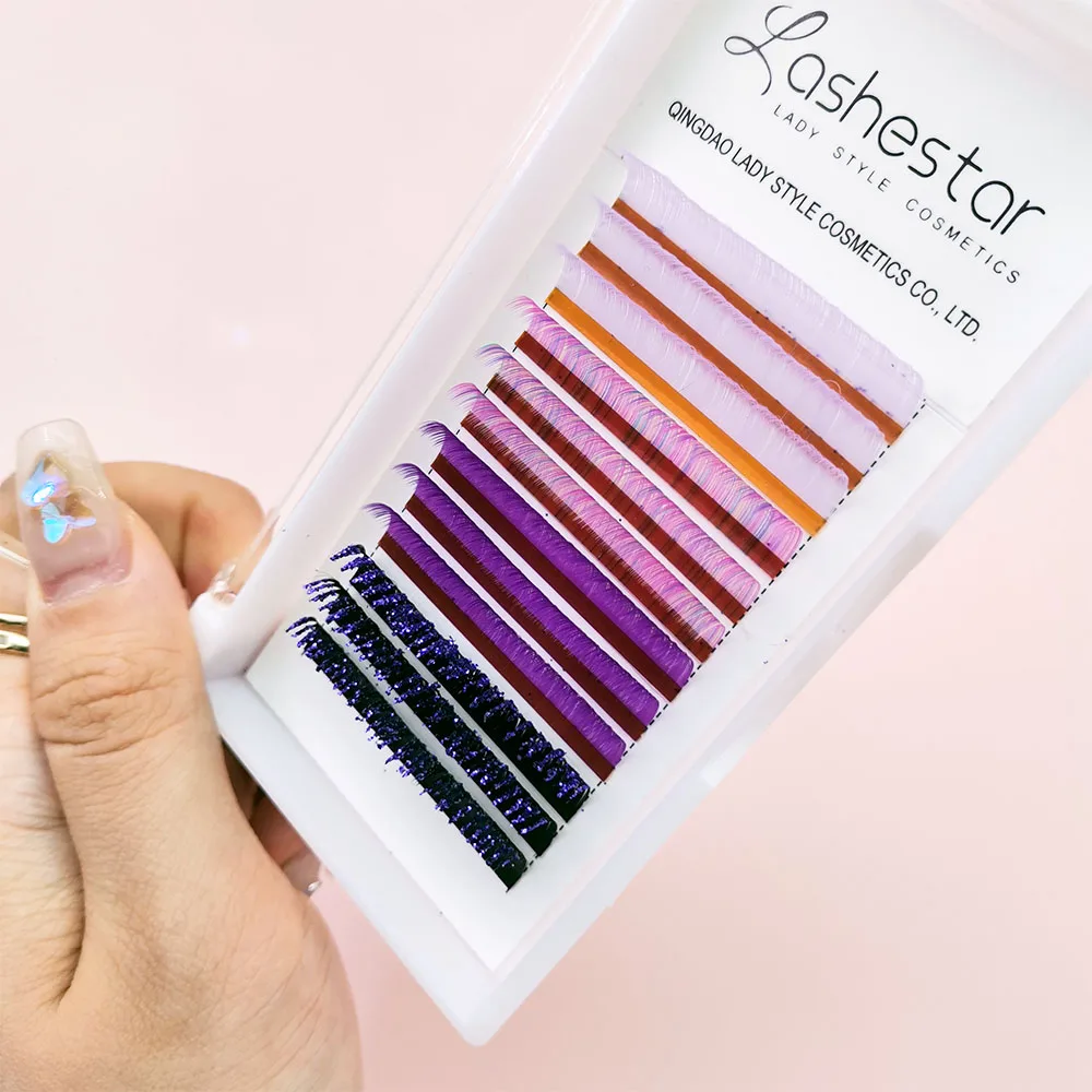 OEM New Arrival Festival Coloured Lash Fans Neon Color Eyelash ...