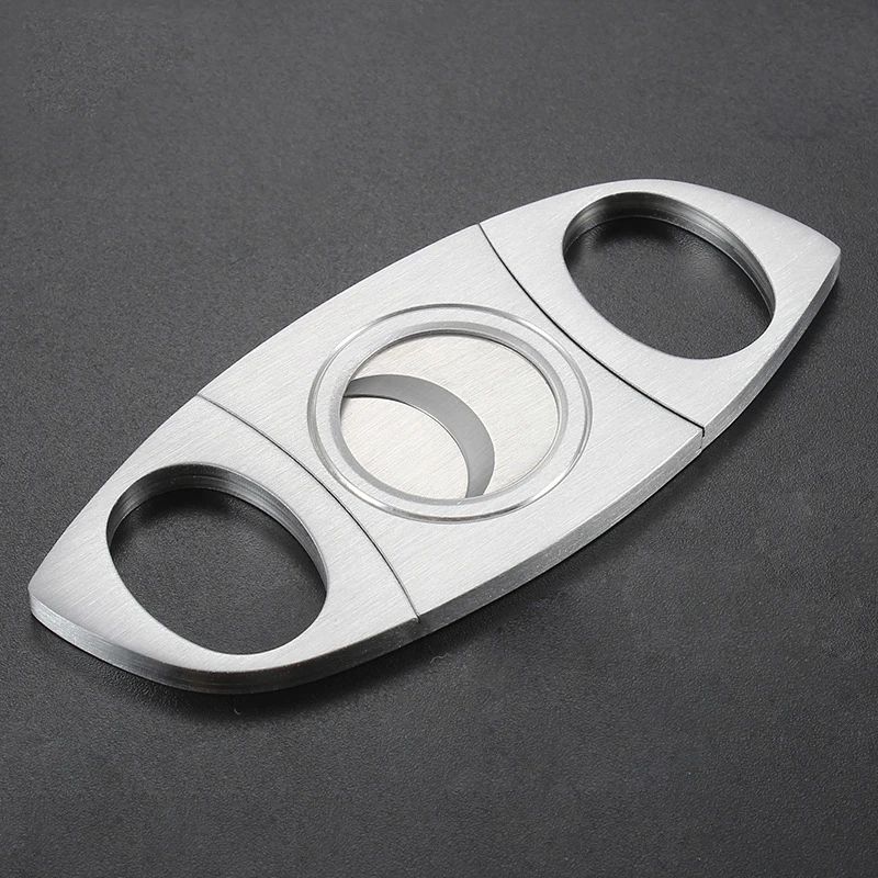 Custom Personalized Logo Dual Blade Metal Stainless Steel Cigar Cutter ...