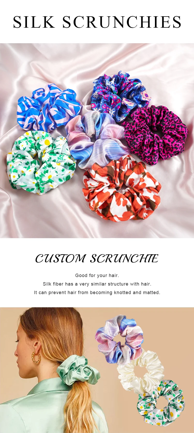 Shop Our Custom Printed Silk Scrunchies - Comfort & Style