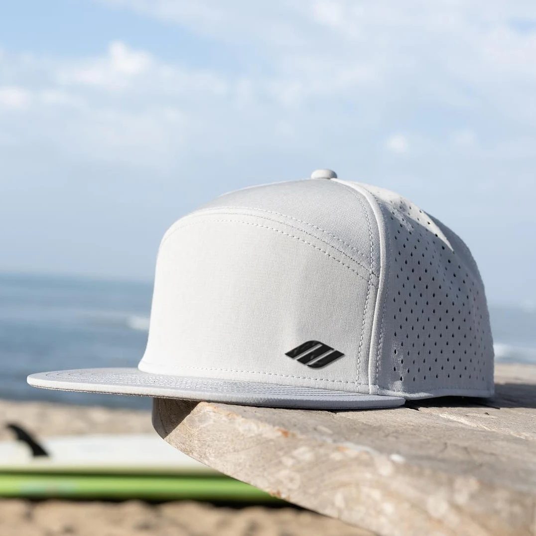 Custom 7 Panel Hat Perforated Snapback Cap Waterproof Trucker Hat Flat ...