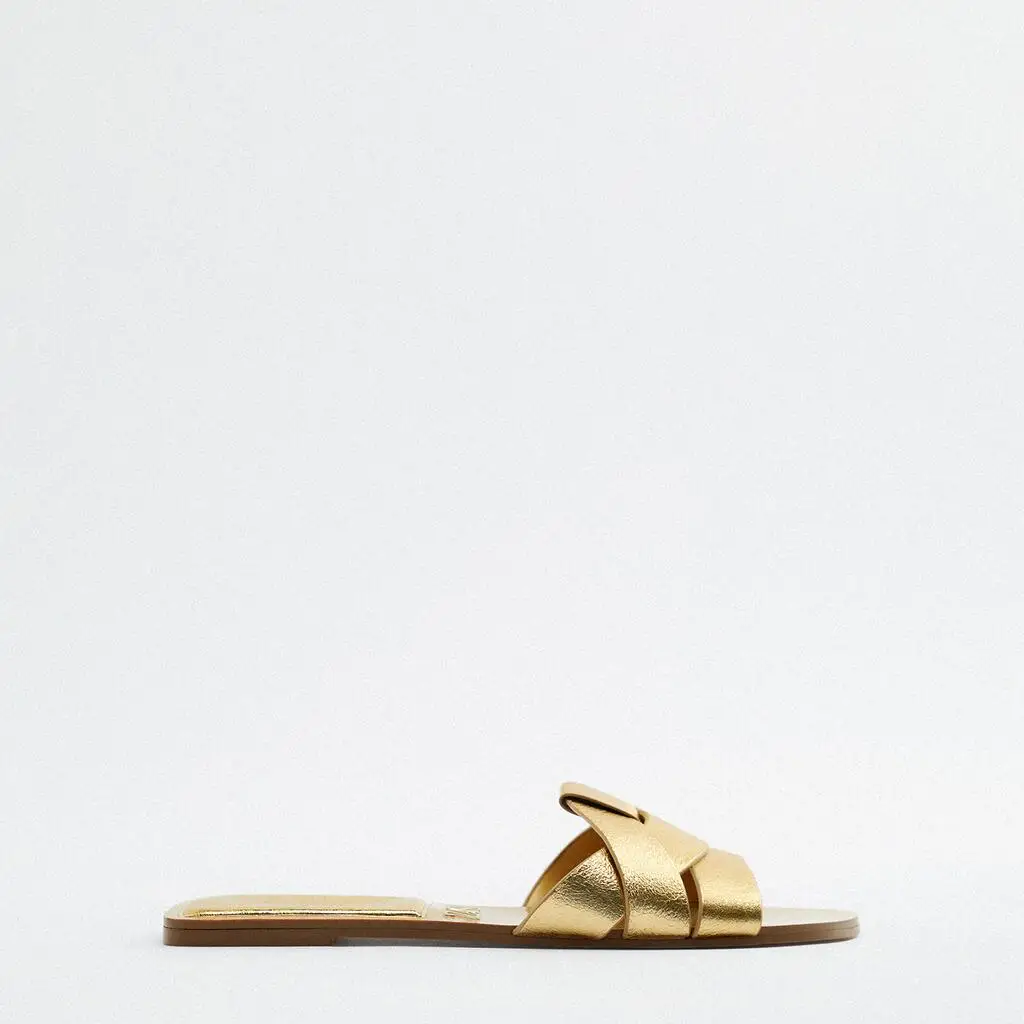 Luxury Gold Braid Leather Shoes - Designer Sandals for Women