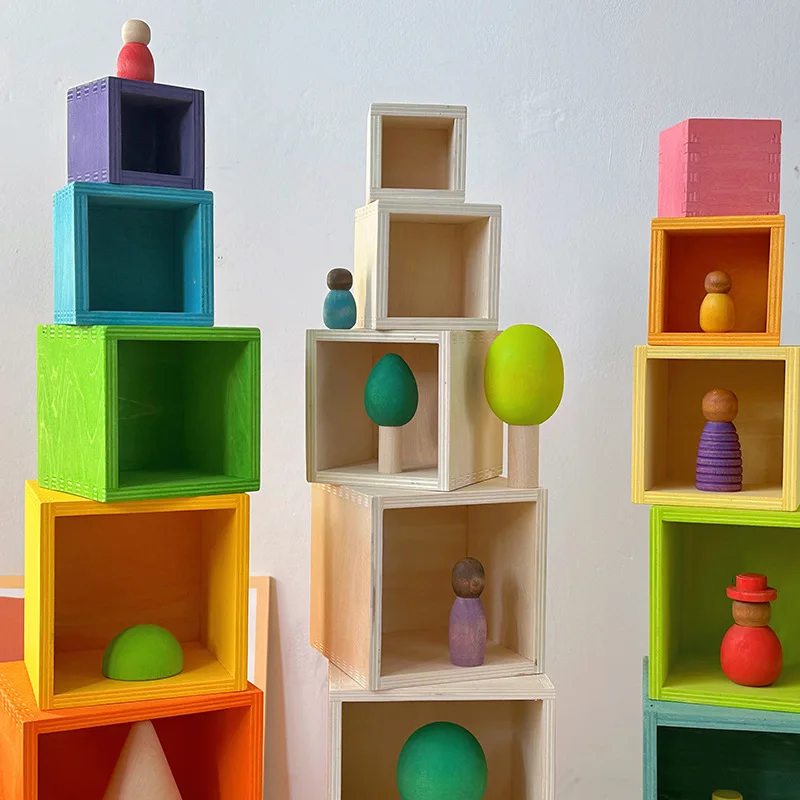 Bulk Wooden Rainbow Stacking And Sorting Toy With Frosted Finish. Boost ...