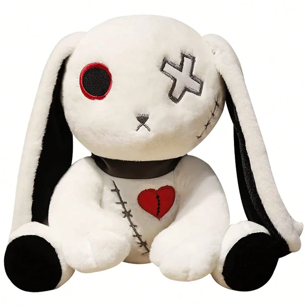 25cm/9.84in Spooky Gothic Bunny Plush Toy Creepy Rabbit Plushie Stuffed ...