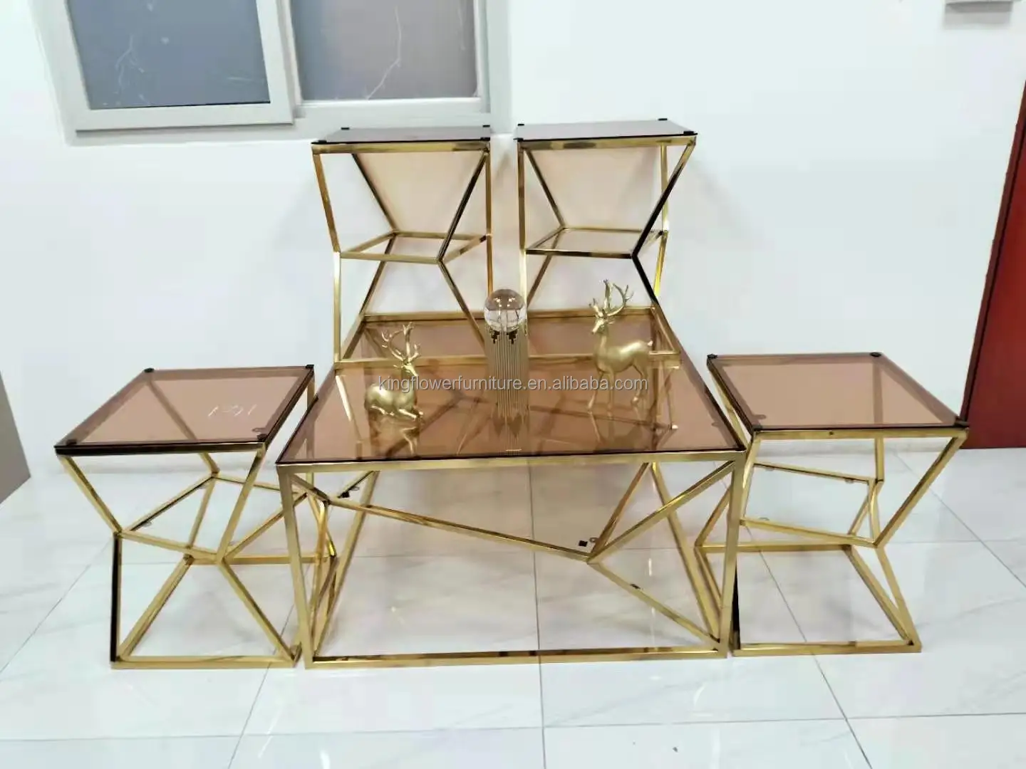 Modern Acrylic Lucite Waterfall Faux Stone Round Stone Coffee Table ...