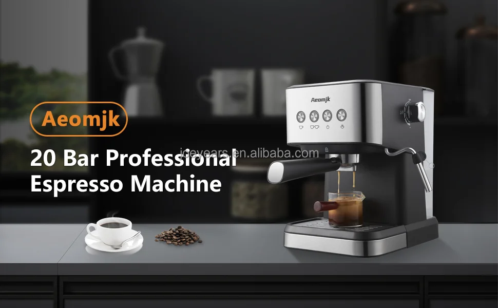 Aeomjk 1.5L Espresso Machine, 20 Bar Cappuccino Maker with Milk Frother ...