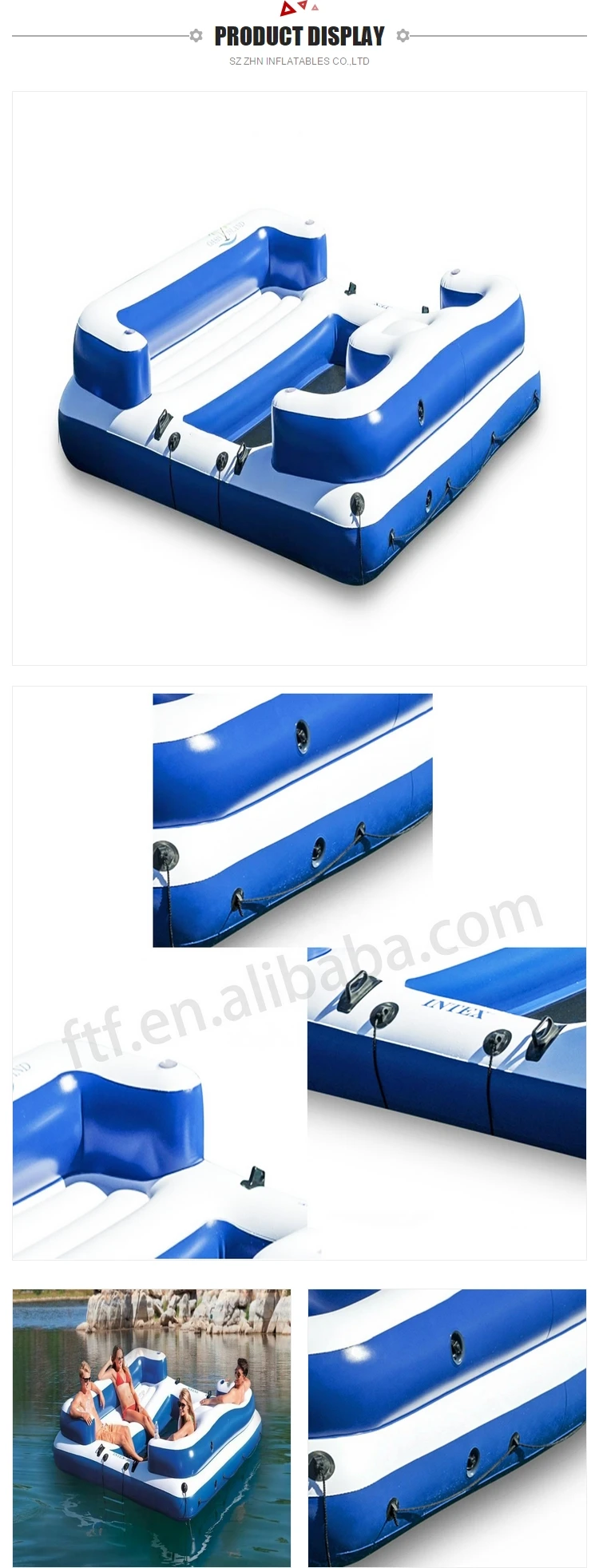 Inflatable Floating Island 5 People Party Recreational Raft - Buy ...