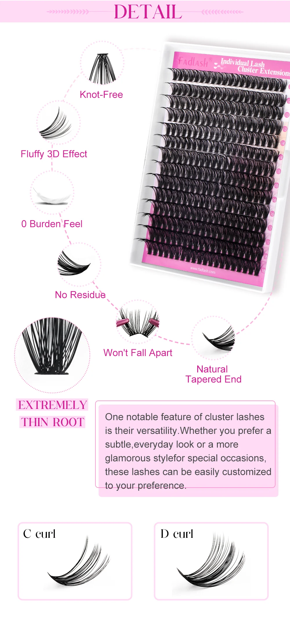 Fadlash Wholesale Cluster Lashes Kit Custom Logo Packaging Diy Lash ...