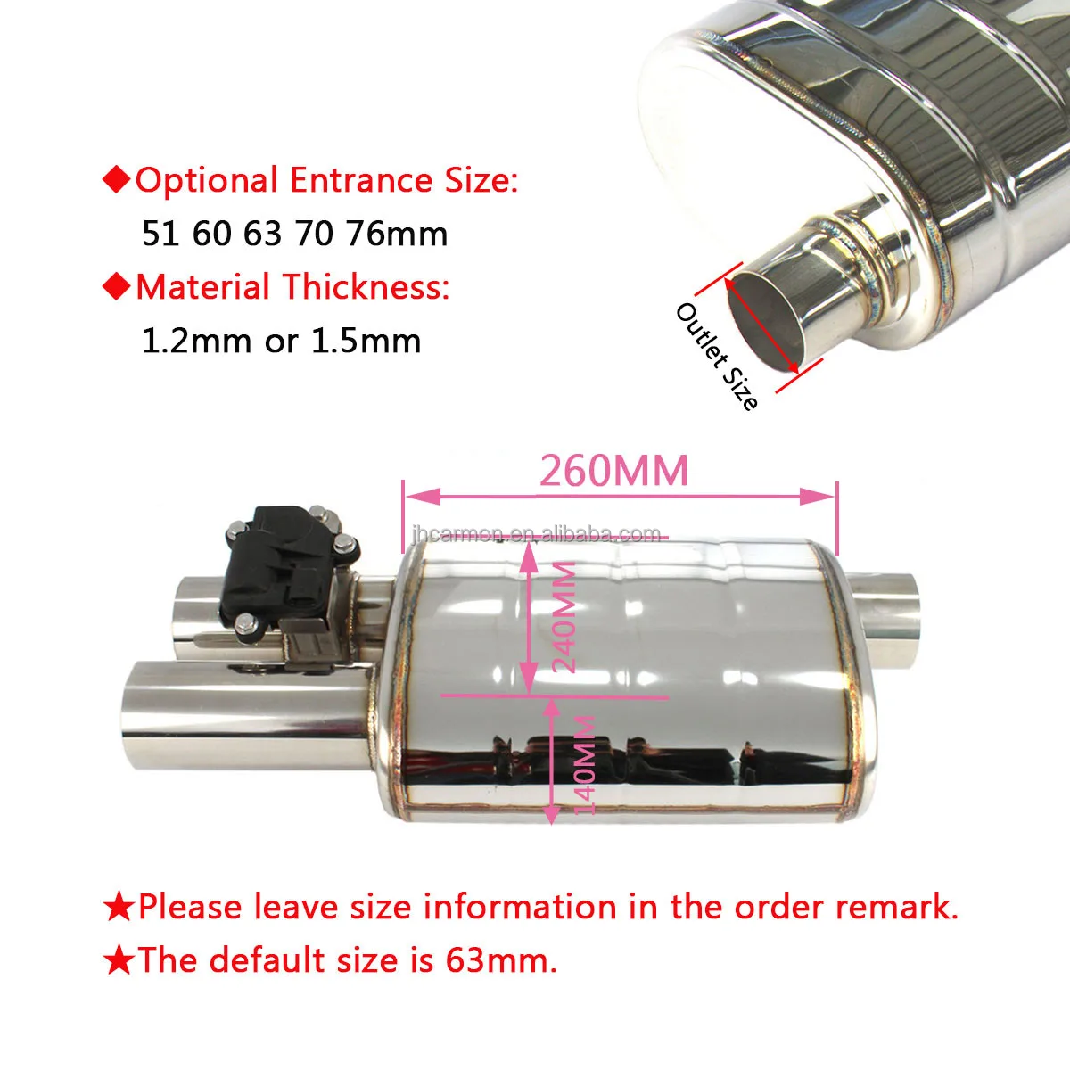 Variable Valve Oval Polished Stainless Steel Exhaust Muffler Valve With ...