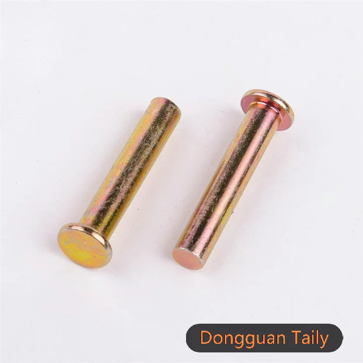 Hand Knock Flat Head Solid Rivet Pin 4mm Blue Zinc Round Head Steel ...