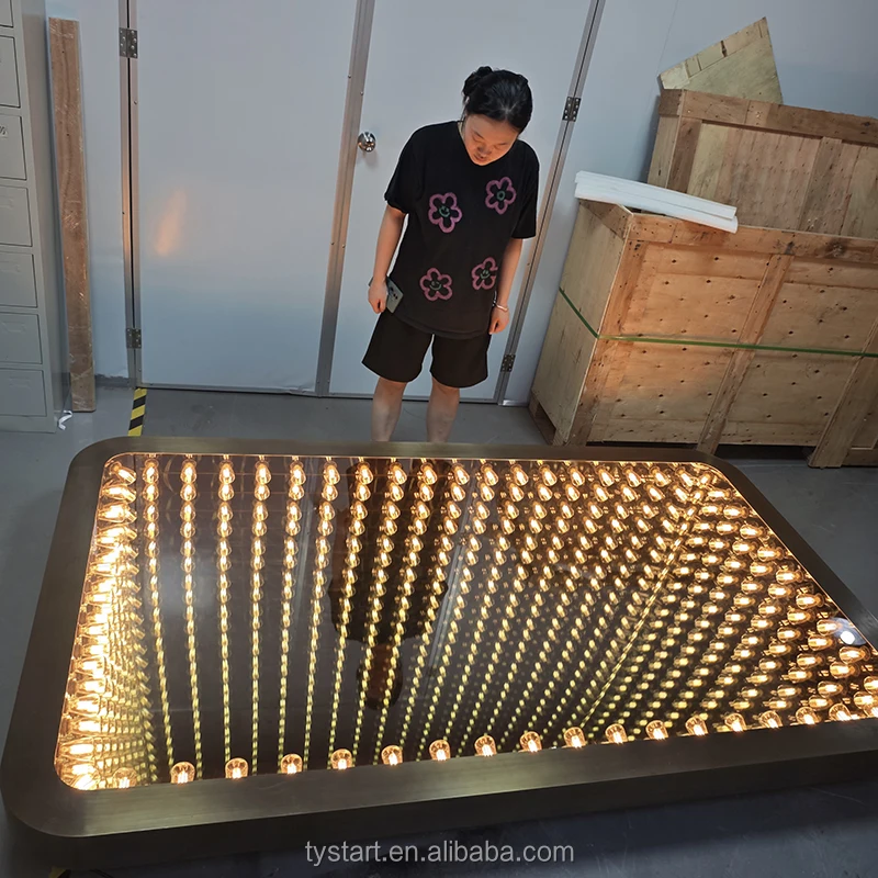 Modern Design Infinity Mirror Large Size LED 3D Mirror Floor for Bathroom Anti-Fog Feature for ...